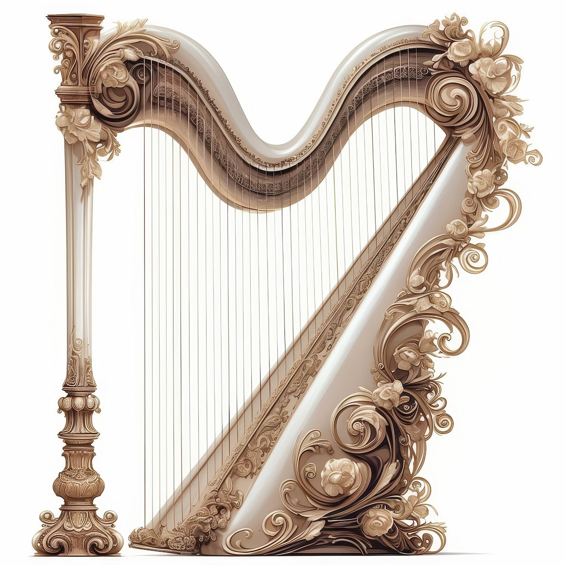17 Harp Clipart Bundle, Musical Instrument Images Illustrations ...