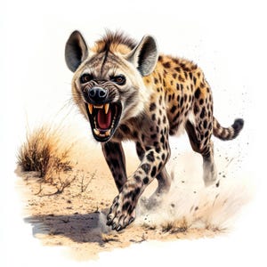 15 Watercolor Hyena Clipart Bundle, Wild Safari Animal Graphics, Card ...