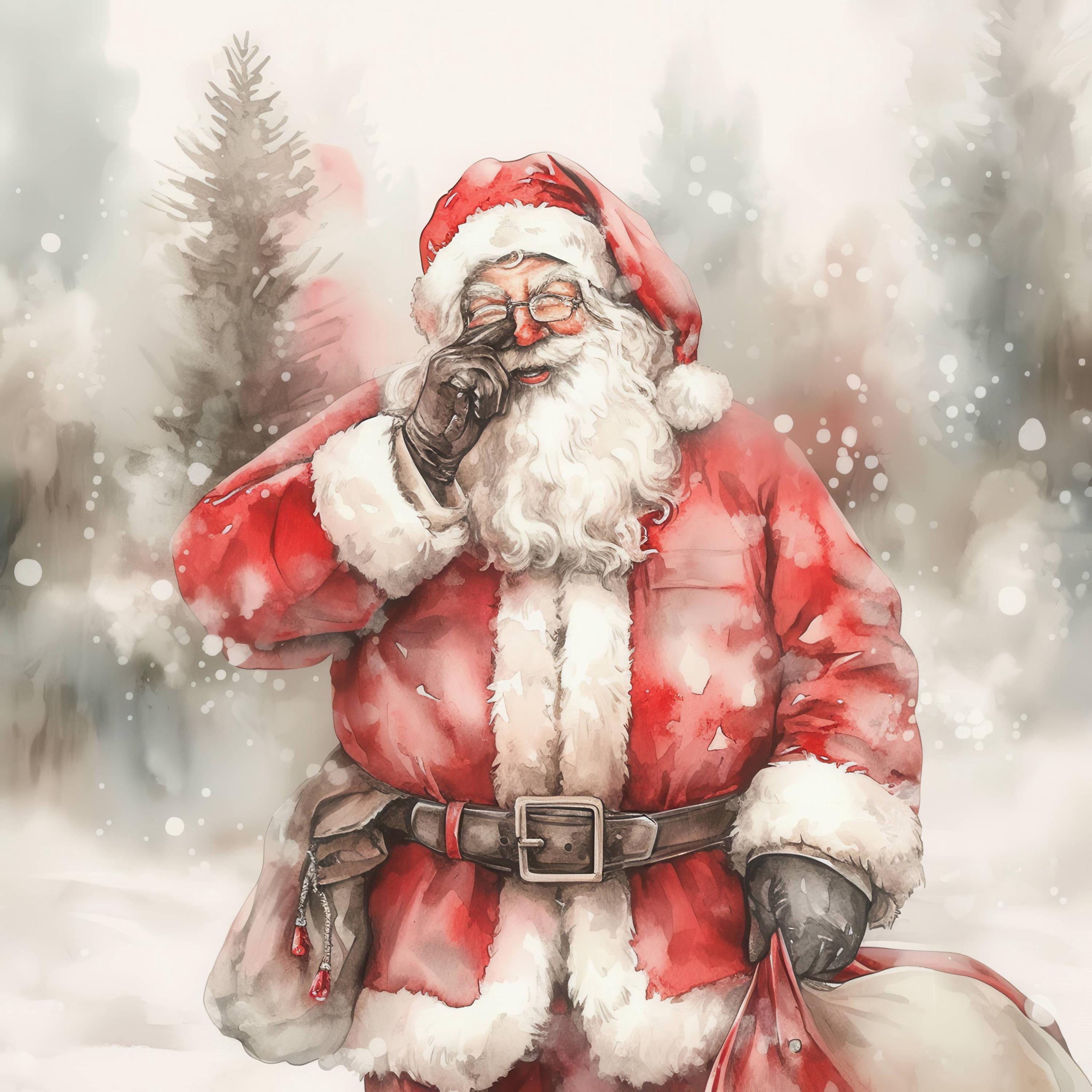 11 Old Time Santa Clipart Bundle, Christmas Images Illustrations ...