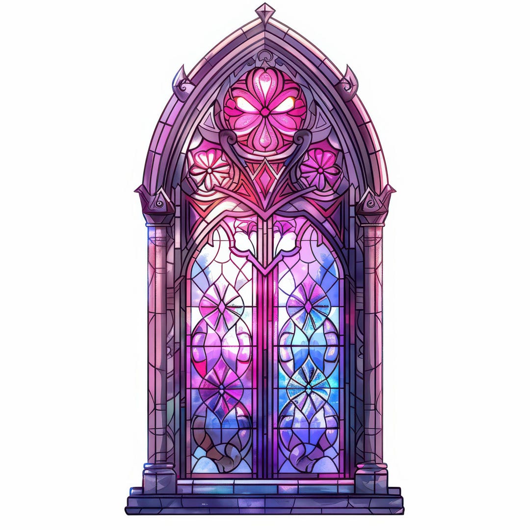 31 Stained Glass Windows Clipart Illustration Bundle, Printable ...