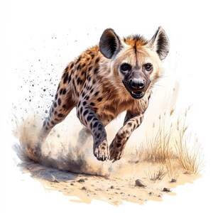 15 Watercolor Hyena Clipart Bundle, Wild Safari Animal Graphics, Card ...