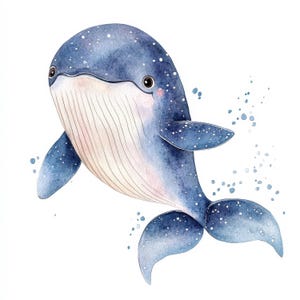 18 Baby Whale Clipart Bundle, Whale Illustration, Printable Watercolor ...