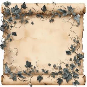 12 Floral Vintage Scroll Clipart Bundle, Printable Watercolor Old Paper Clipart, High Quality ...