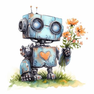 12 Pupil Robots Clipart Bundle, Robot Learner Illustration, Printable ...