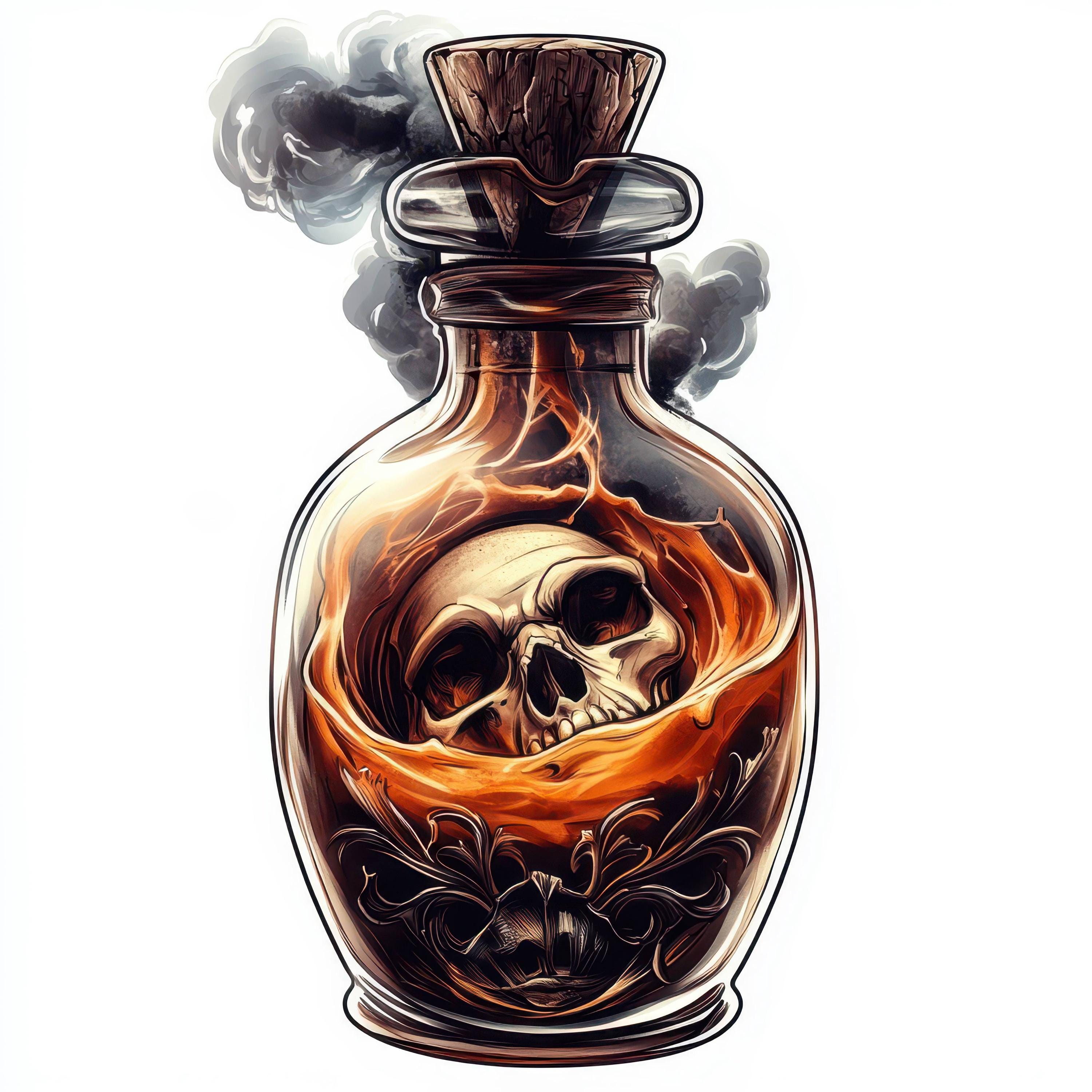Skull Potions Clip Art 10 High Res Watercolor Jpgs Junk Journaling ...