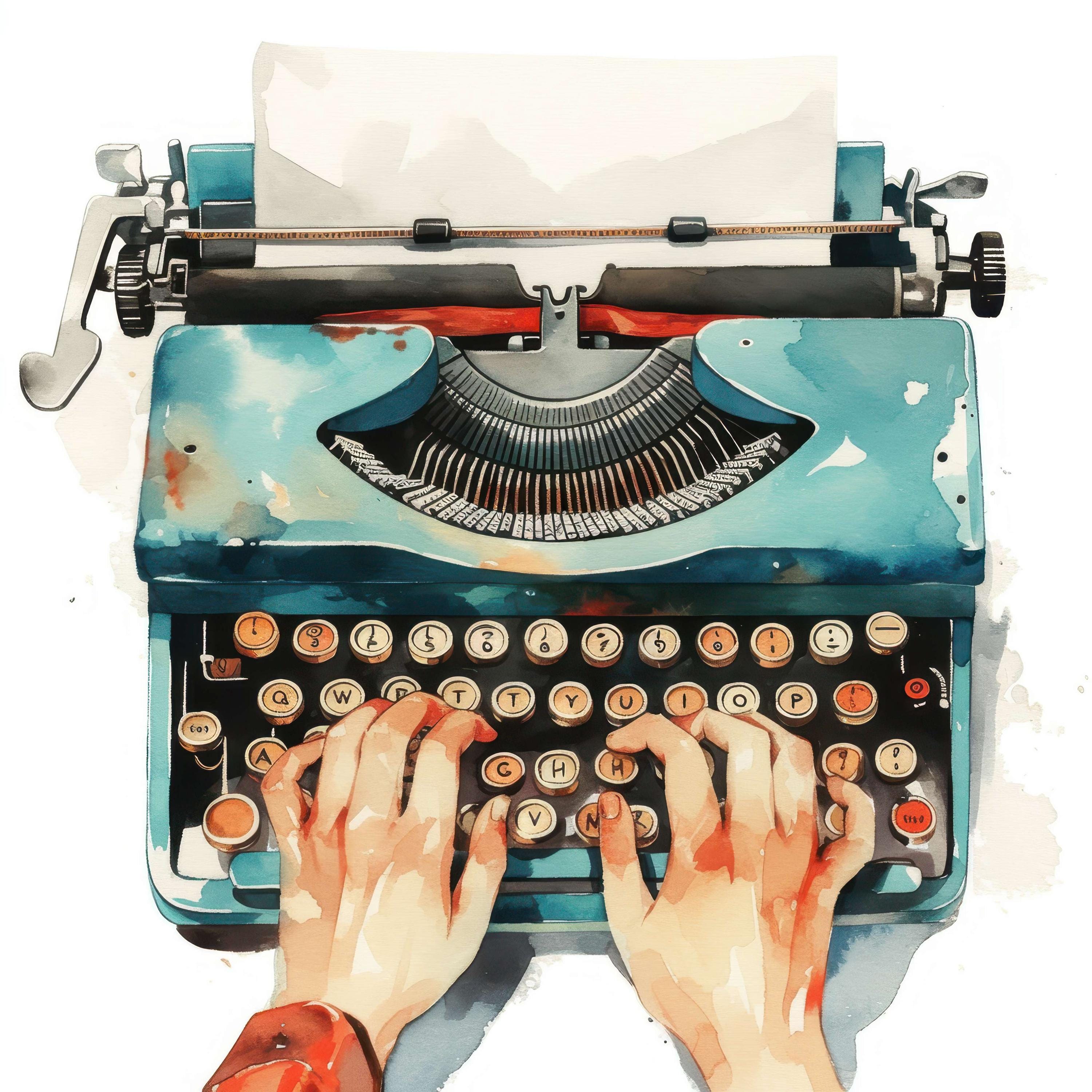 16 Writer Hands Clipart Set, Printable Watercolor Typewriter Clipart ...