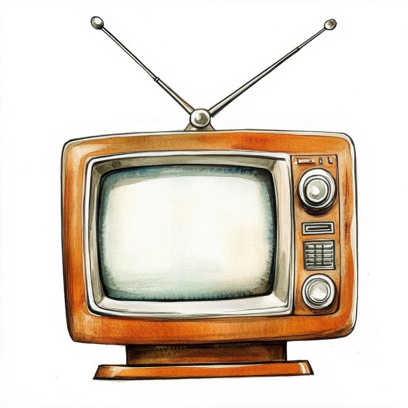 11 Retro TV Clipart Bundle, Vintage Television Illustrations, Printable ...