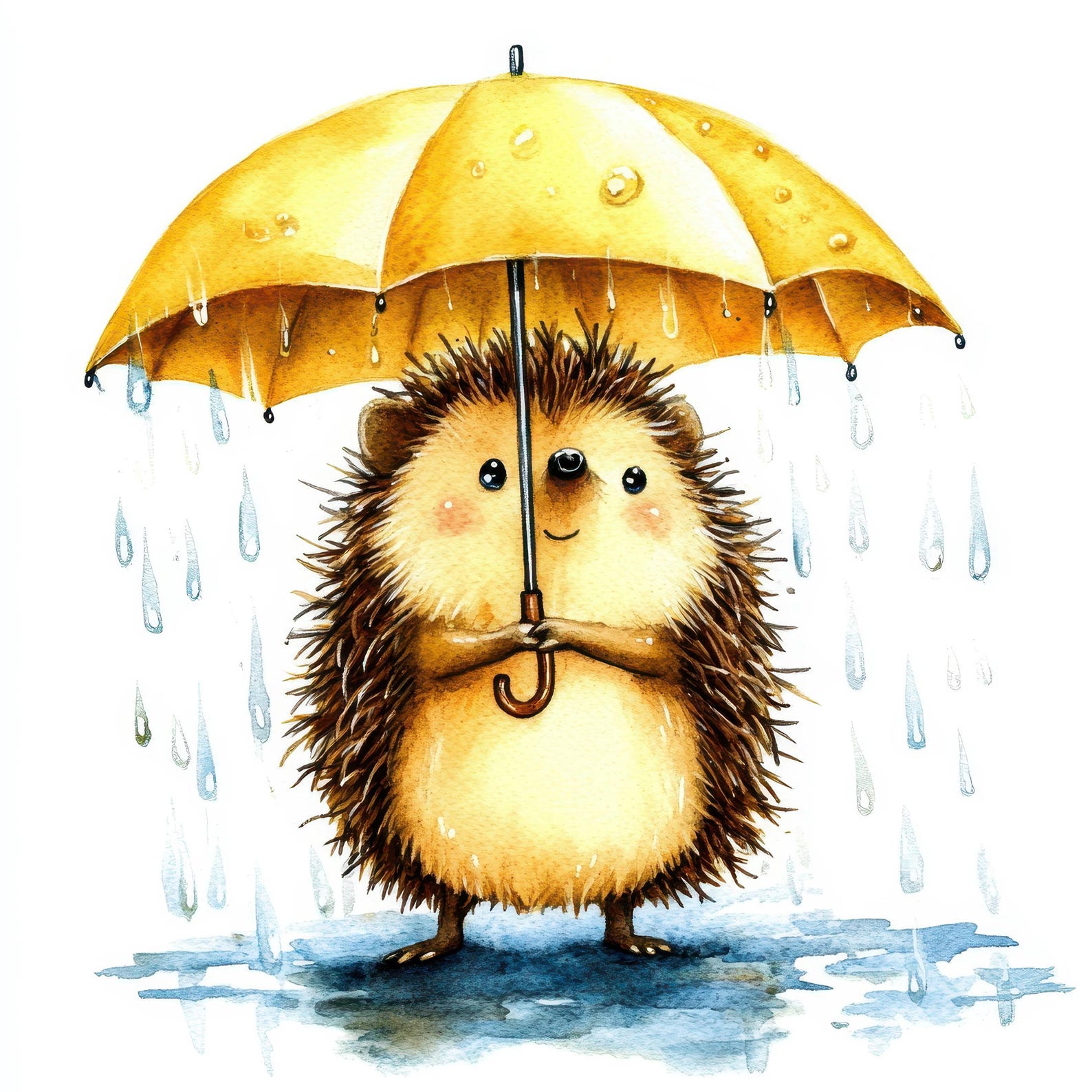 14 Hedgehog Rainy Clipart Bundle, Hedgehog and Umbrella, Printable ...