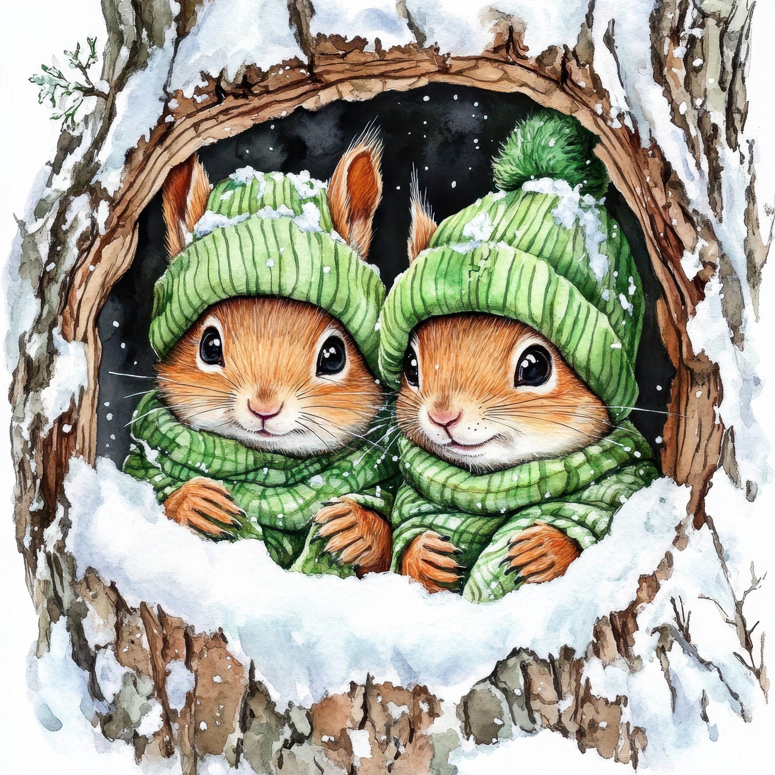 11 Winter Squirrels Clipart Bundle, Frosty Animal Illustrations ...