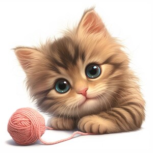 10 Adorable Little Kitten Clipart Bundle, Printable Watercolor Cat ...