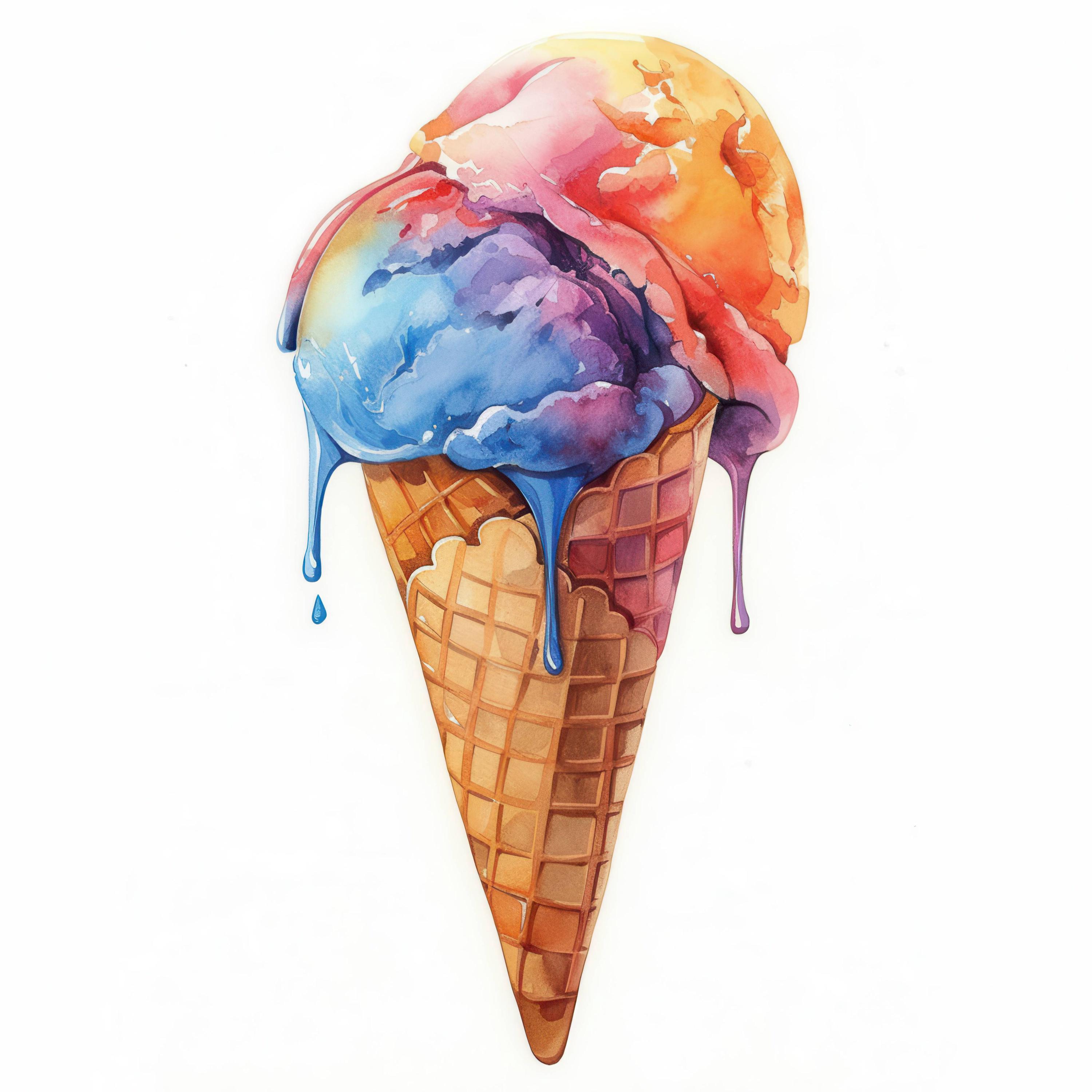 15 Colorful Ice Cream Conets Clipart Bundle, Summer Illustration ...