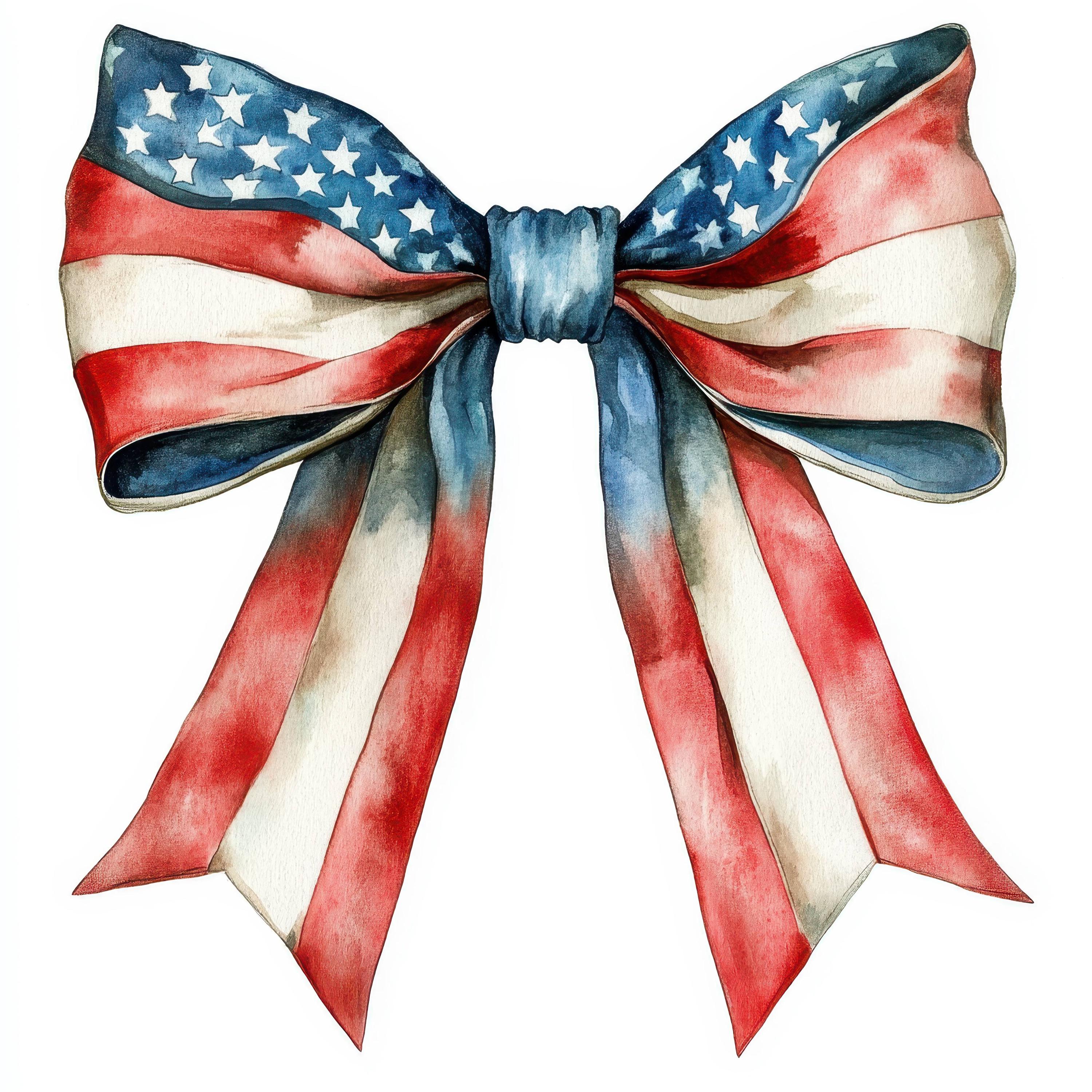 21 Patriotic Ribbons Clipart Bundle, Printable Watercolor 4th July Bow ...