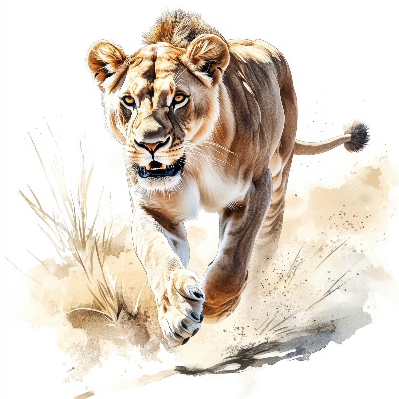 27 Lioness Clipart Bundle, Printable Watercolor Lioness Clipart, High ...