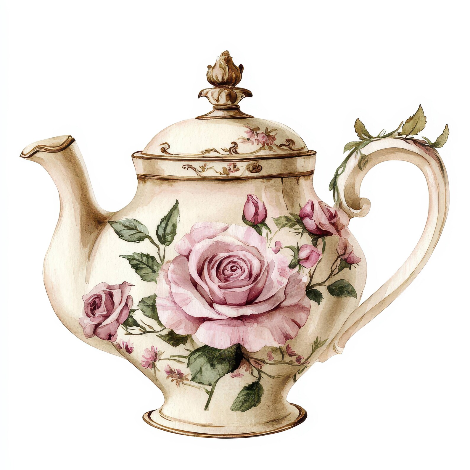 20 Retro Teapot With Floral Patterns Clipart Bundle, Printable ...