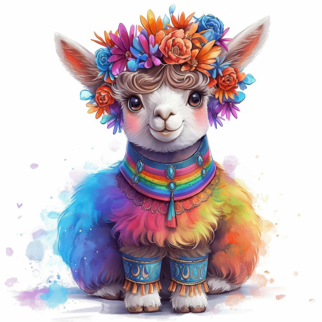 13 Glomorous Llama Clipart Bundle, Cute Llama Print Illustration ...