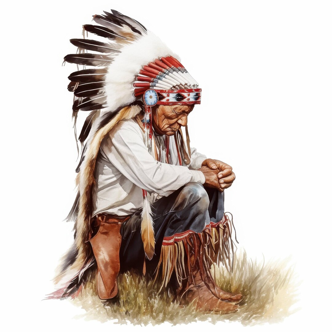 12 Native American Clipart Bundle, Indian Shaman Illustrations ...