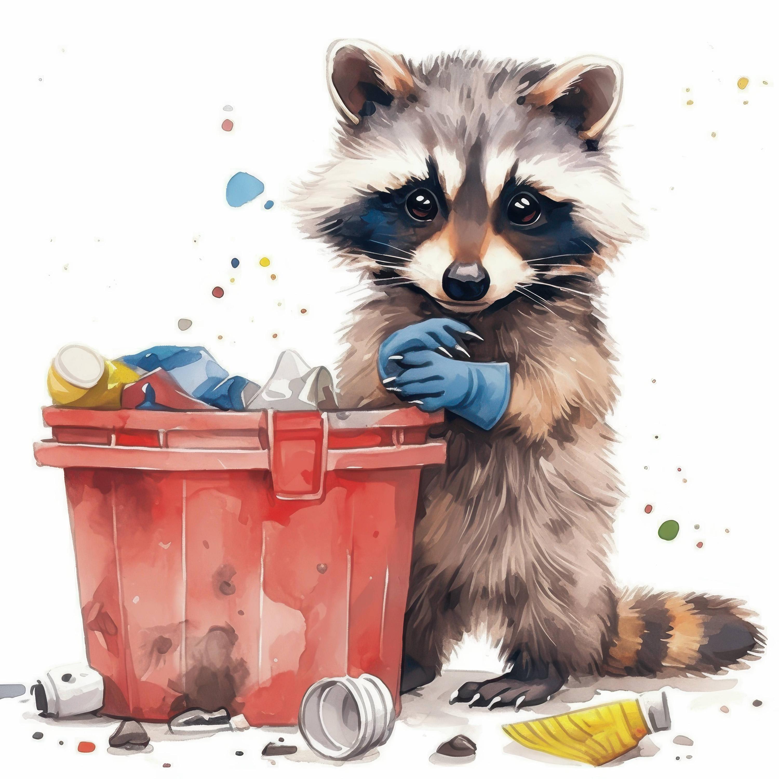13 Raccoon Recycling Clipart Set, Cute Animal Illustration, Printable ...