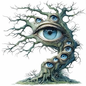 22 Fantasy Tree Eyes Clipart Bundle, Eyes With Tree Illustrations ...