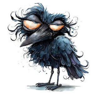 17 Frazzled Crow Bird Clipart Bundle, Printable Watercolor Clipart ...