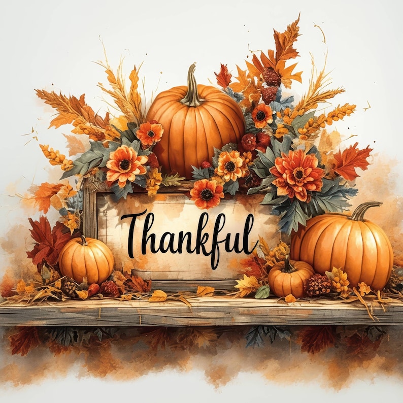10 Fall Thanksgiving Clipart Bundle 2, Fall Harvest Illustration ...