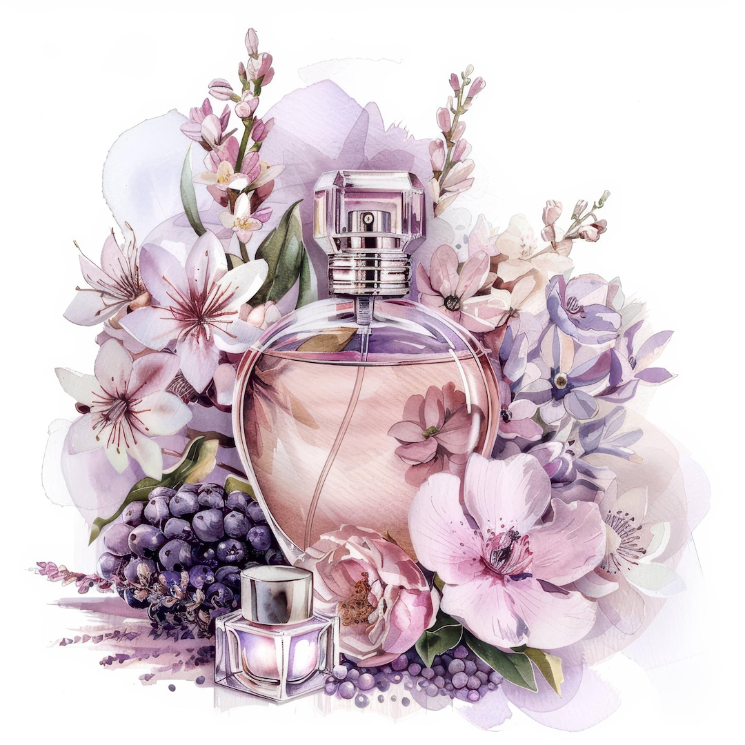 13 Floral Perfume Bottle Clipart Bundle Set, 15 High-quality Jpgs for ...