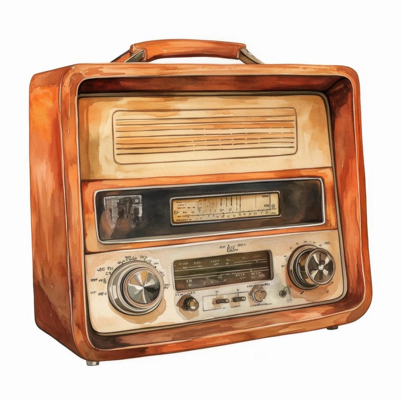 10 Vintage Radio Clipart Bundle, Retro Radio Clipart Image Prints ...