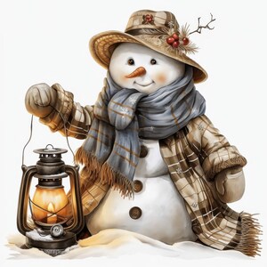 Winter Christmas Snowman Clip Art 10 High Res Watercolor Jpgs Junk ...