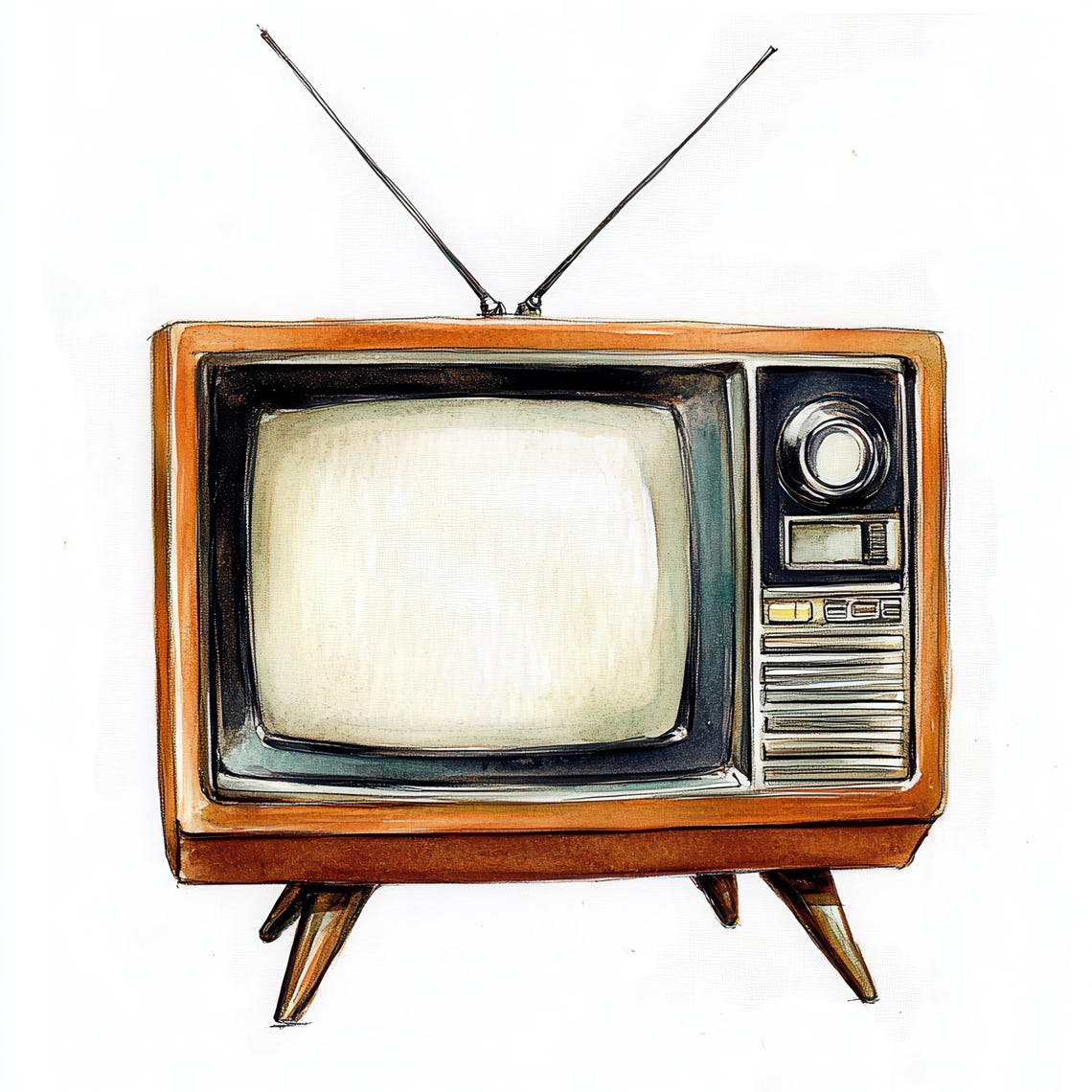 11 Retro TV Clipart Bundle, Vintage Television Illustrations, Printable ...