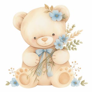 16 Blue Teddy Bear Clipart Bundle, Printable Watercolor Clipart, High ...