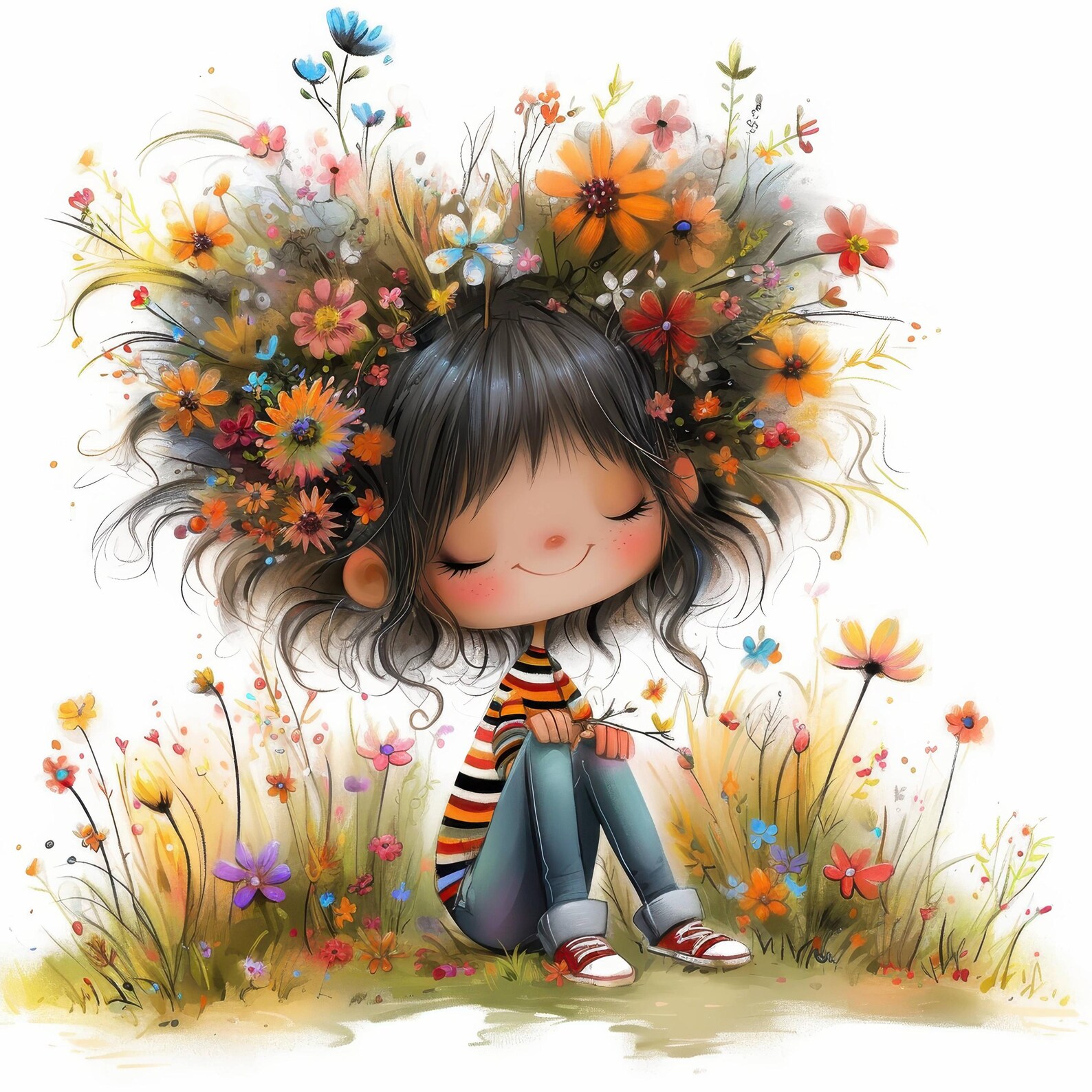 10 Cute Spring Girls Clipart Bundle, Cute Funny Girl Illustration ...
