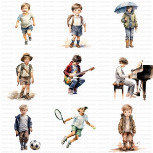 Watercolor Cute Boys Clipart | Toddler Boy, Schoolboy, Teenage Boy ...