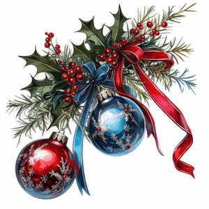 12 Blue Red Christmas Borders Clipart Bundle, Printable Watercolor New ...
