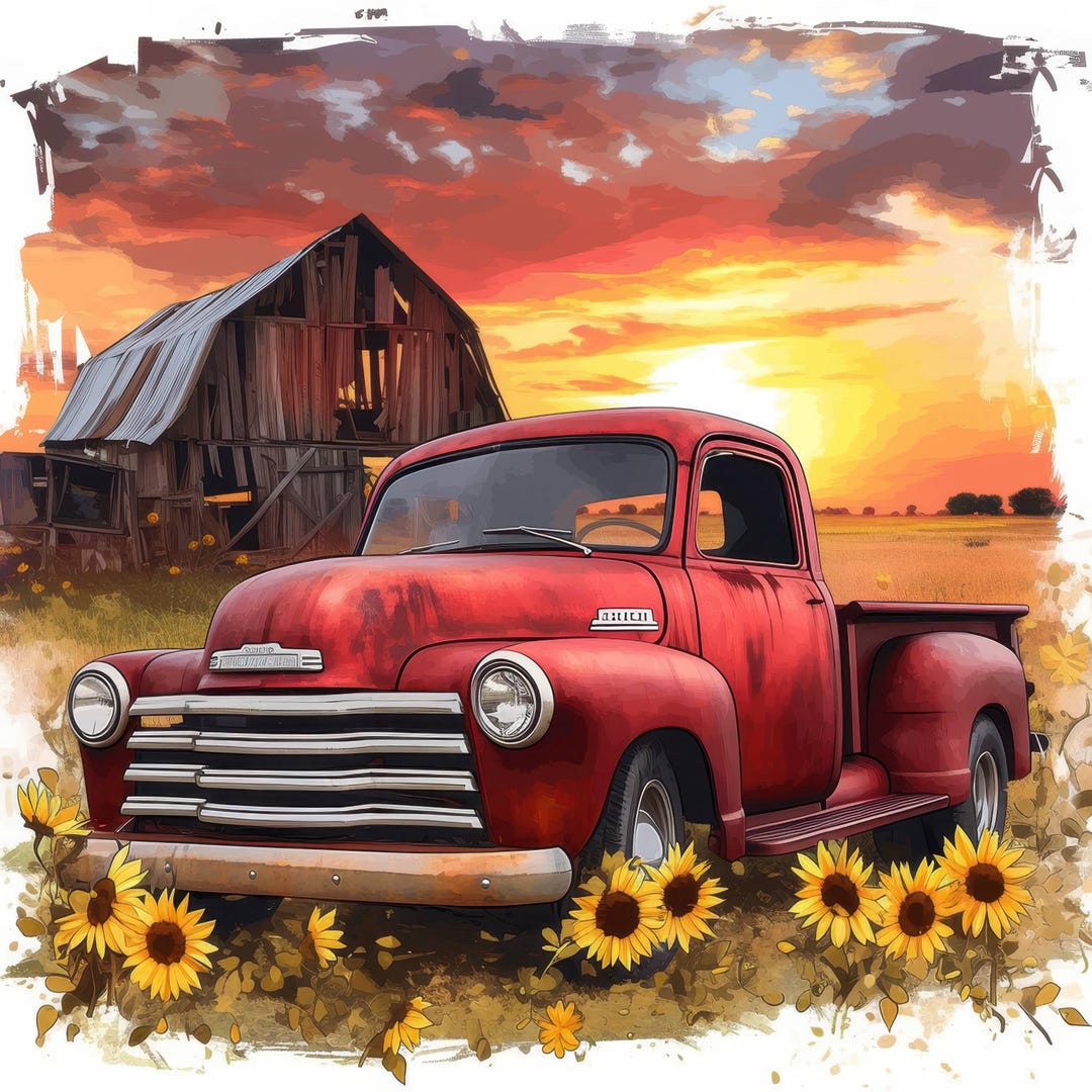 17 Rustic Farm Truck Clipart Bundle, Farmyard Truck Illustrations ...
