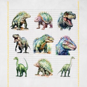 Watercolor Dinosaur Clipart Bundle, Cute Dino Clip Art, Dinosaur ...