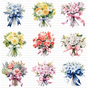 Watercolor Floral Bouquets Clipart | Spring Flowers, Wedding Bouquet ...