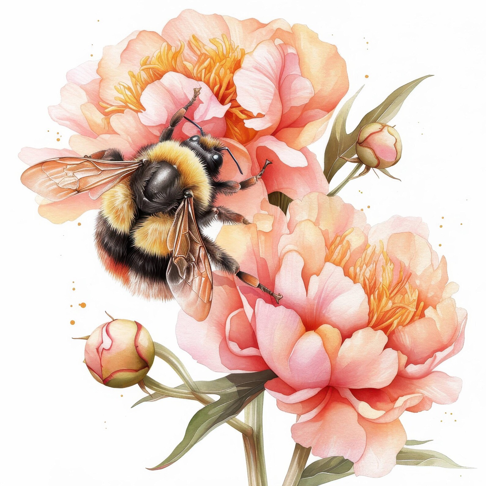 14 Bees and Flowers Clipart Bundle, Card Making Illustration, Printable ...