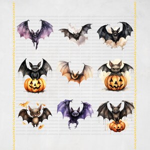 Watercolor Bats Clipart Bundle, Cute Bats Clipart Set, Spooky Bat ...