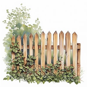 10 Wooden Fences Clipart Bundle, Garden Fence Illustrations, Printable ...