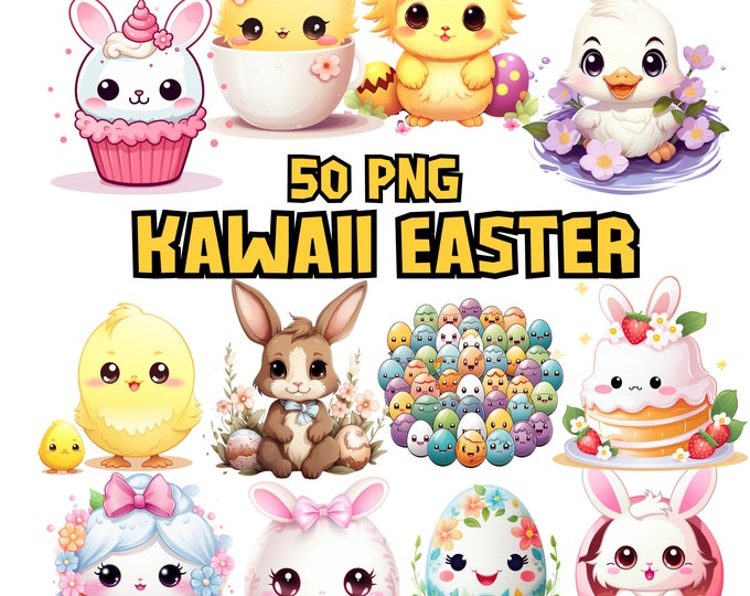Easter Clipart, Kawaii Clipart, Easter Digital Paper, Easter Bunny ...