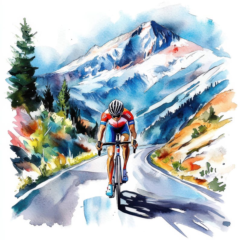 18 Cycling Clipart Bundle, Cycling Mountains, Cycling Sport, Printable ...