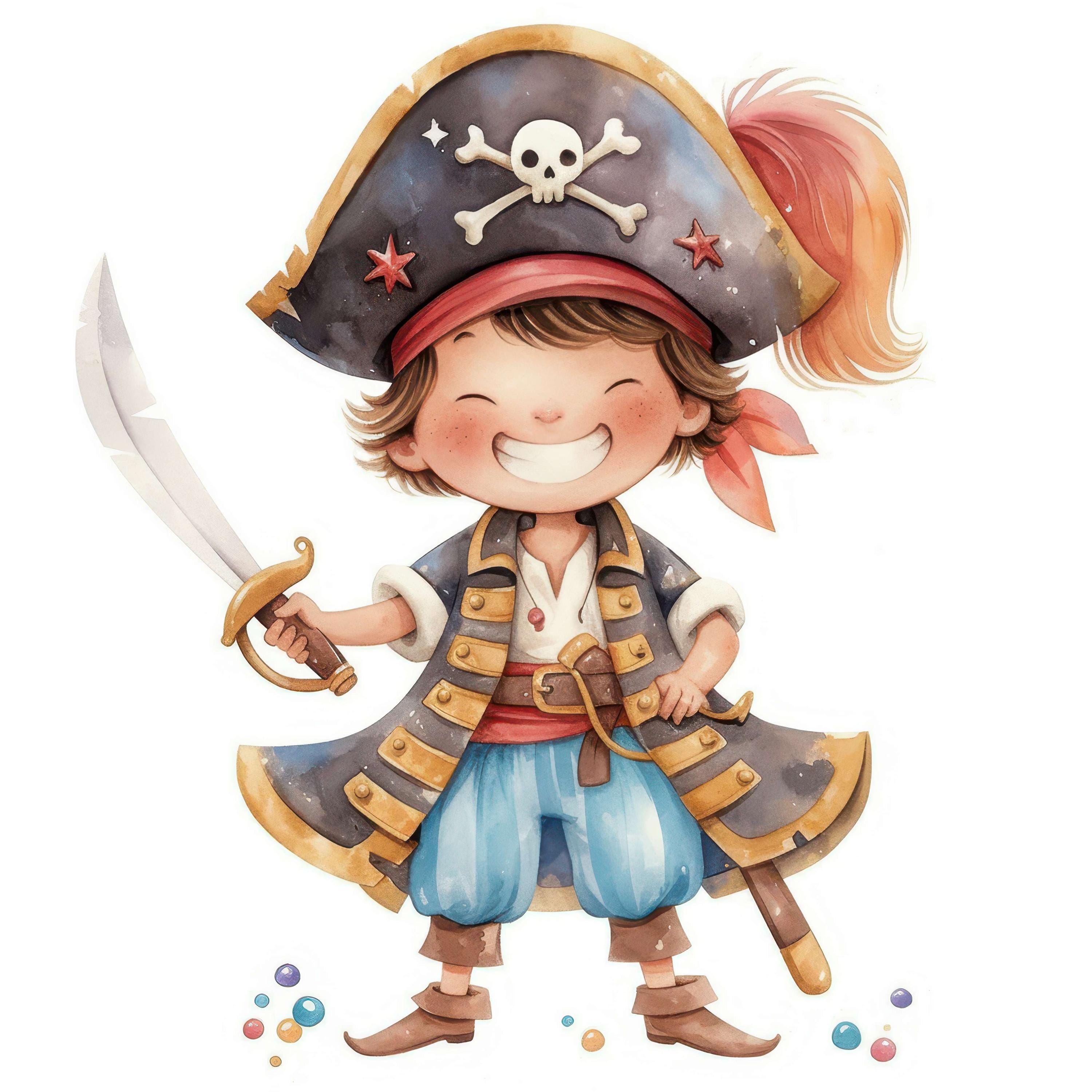 13 Cute Pirates Clipart Set, Cartoon Pirate Illustrations, Printable ...