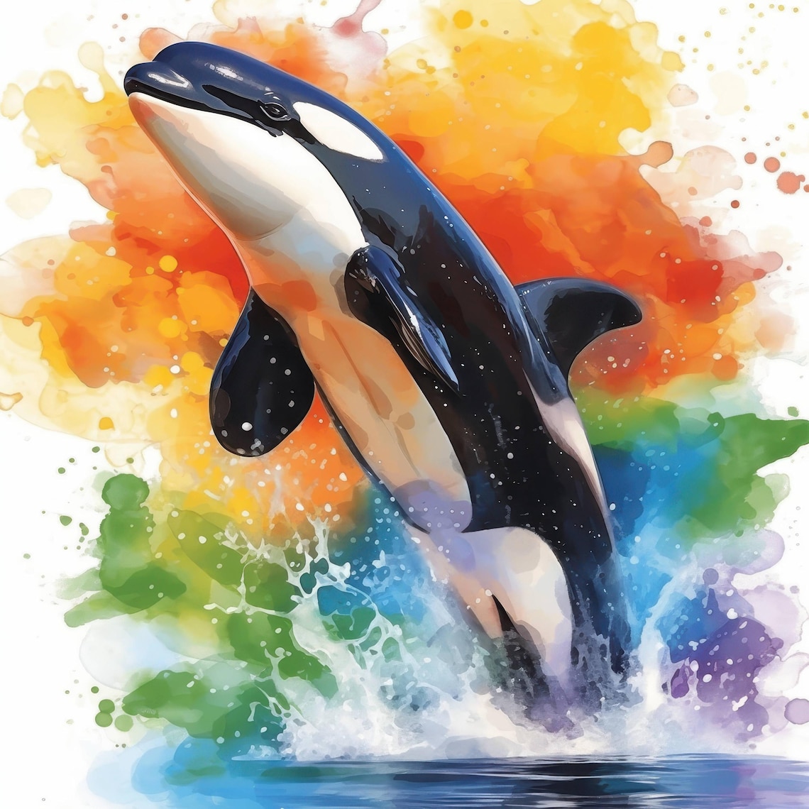 17 Ocean Whale Clipart Bundle, Watercolor Orca Images Illustrations ...