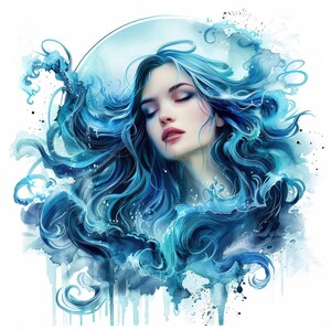 15 Blue Woman Face Clipart Bundle, Woman Eyes Clipart Illustration ...