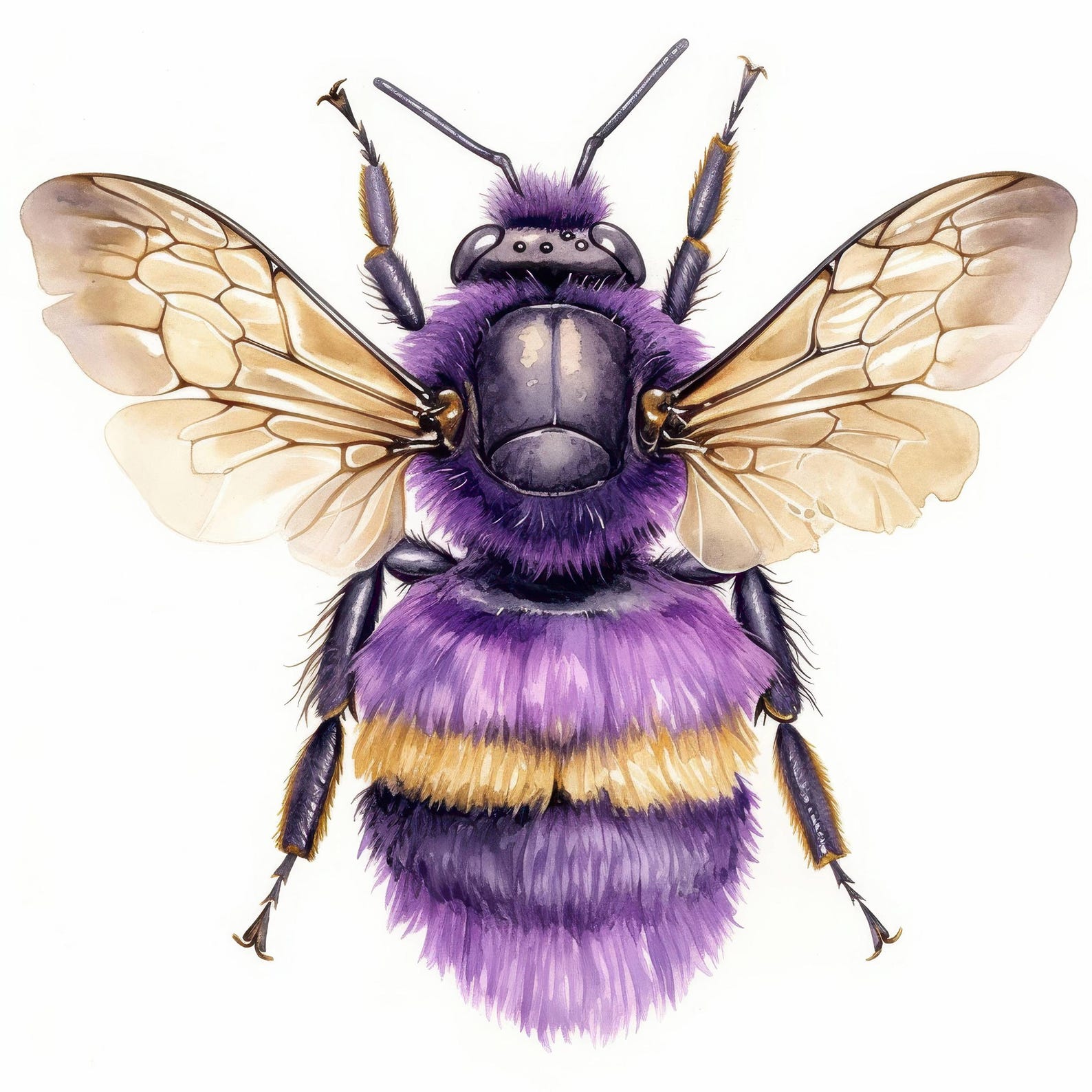 13 Purple Bees Clipart Bundle, Purple Bee Image Illustrations ...
