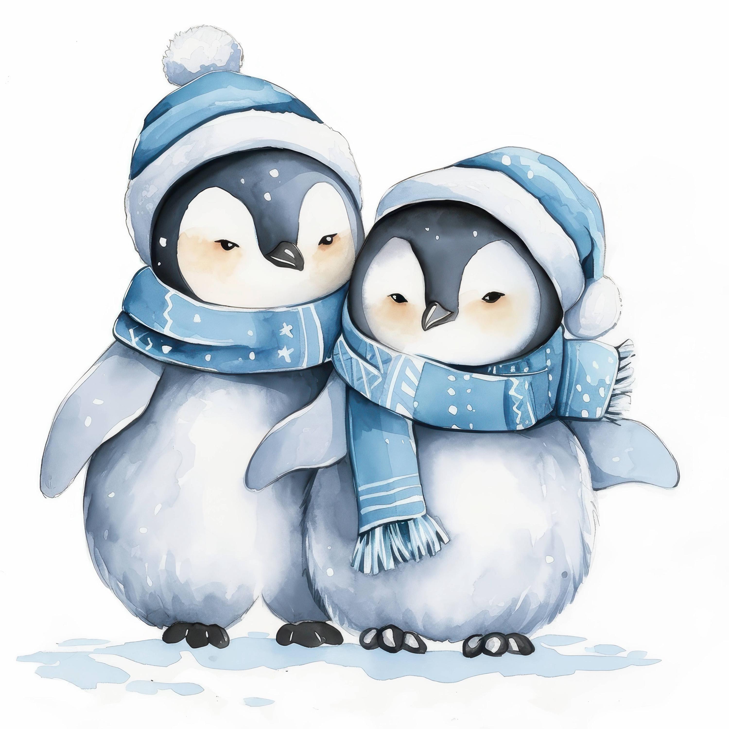 16 Winter Penguins Clipart Bundle, Cute Penguin Friends Illustrations ...
