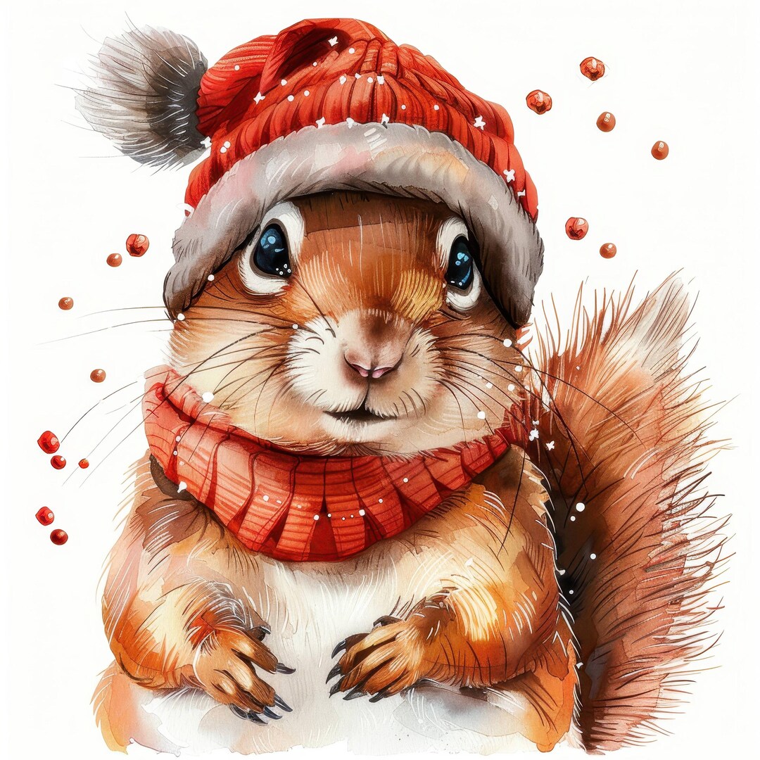 20 Squirrel Christmas Hat Clipart Bundle, Christmas Illustrations ...