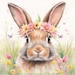 18 Floral Bunny Clipart Bundle, Easter Bunny Illustrations, Printable ...