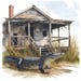 10 Old Shack on Bayou Clipart Bundle, Swamp Landscape Illustration ...