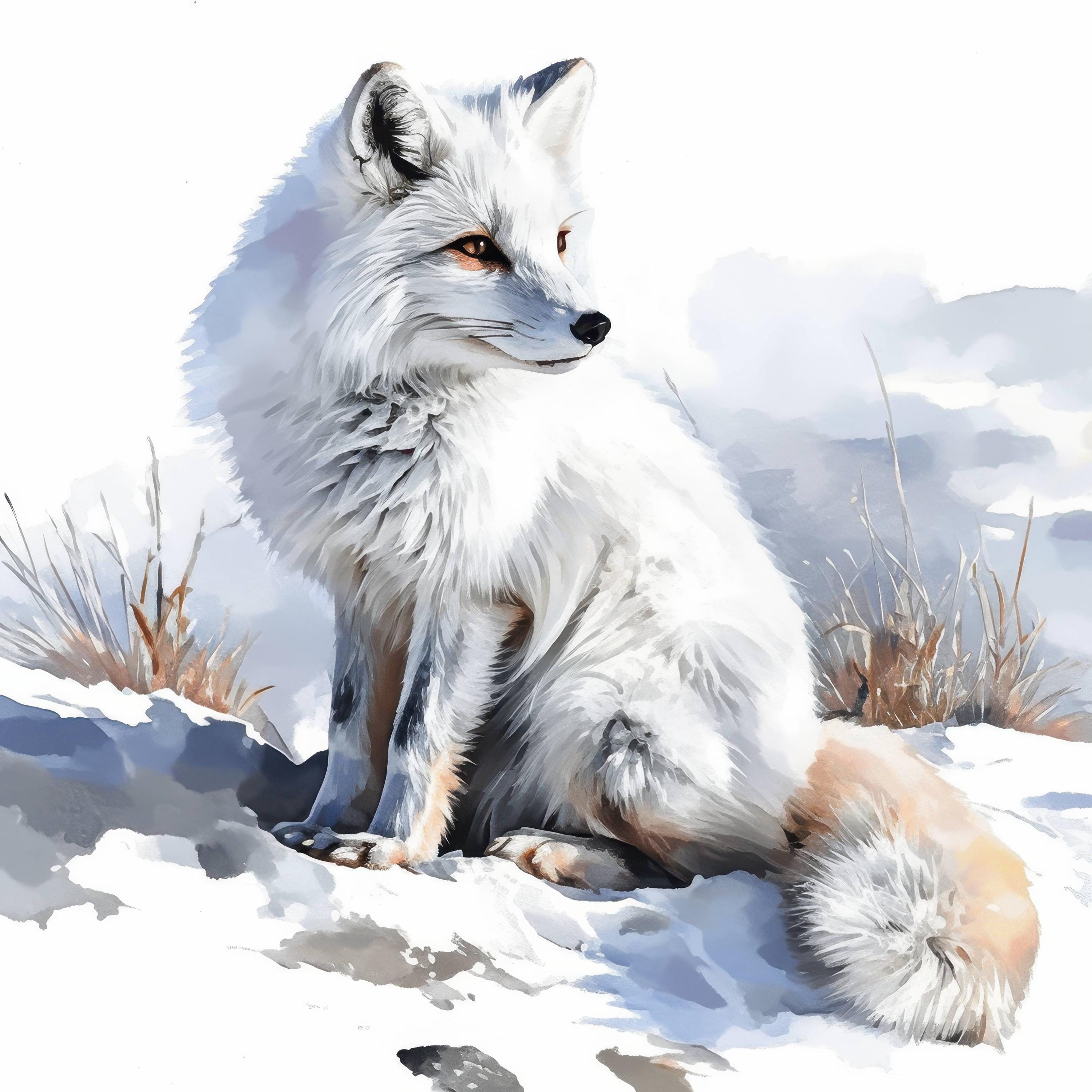 9 Arctic Fox Clipart Bundle, Winter Animal Illustrations, Printable ...