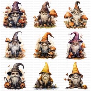 Watercolor Halloween Gnomes Clipart Bundle, Spooky Gnome Illustrations ...